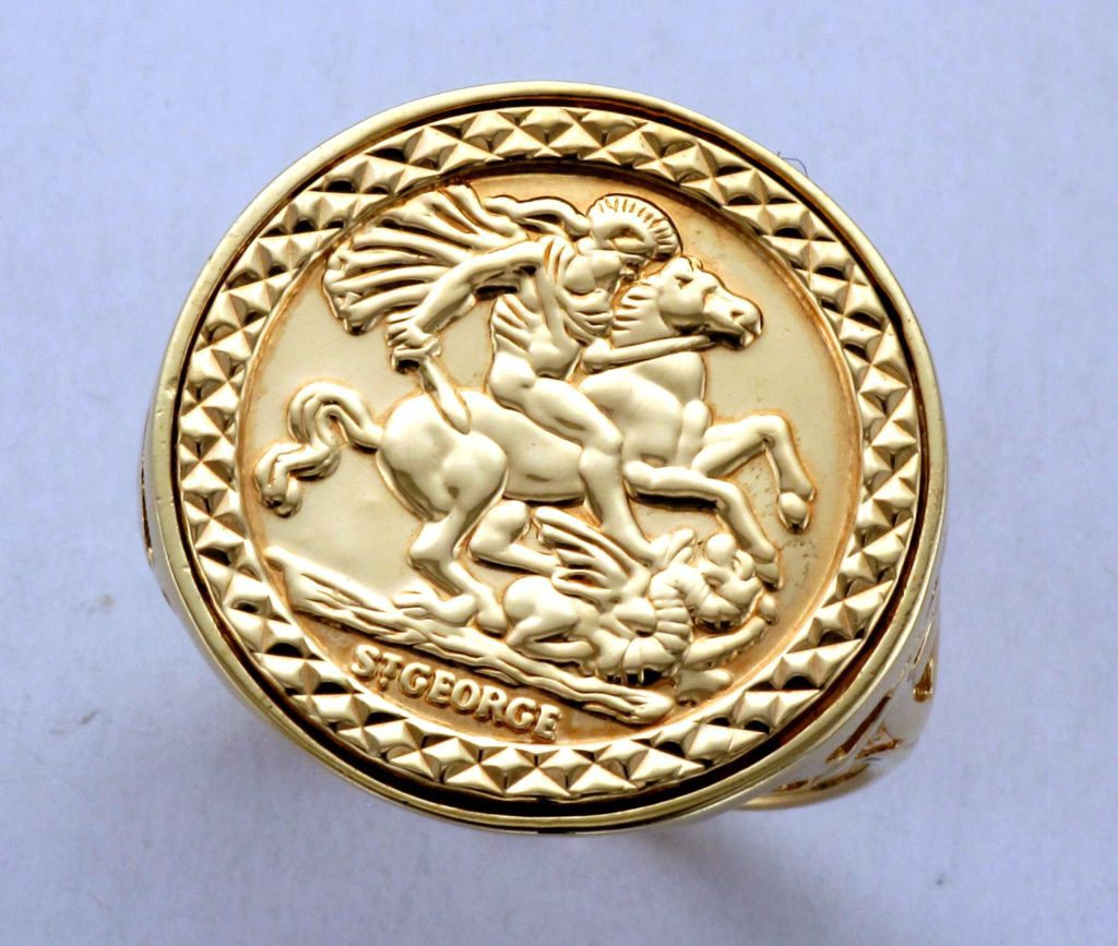9ct Gold St George Coin Ring | Attenborough Jewellers